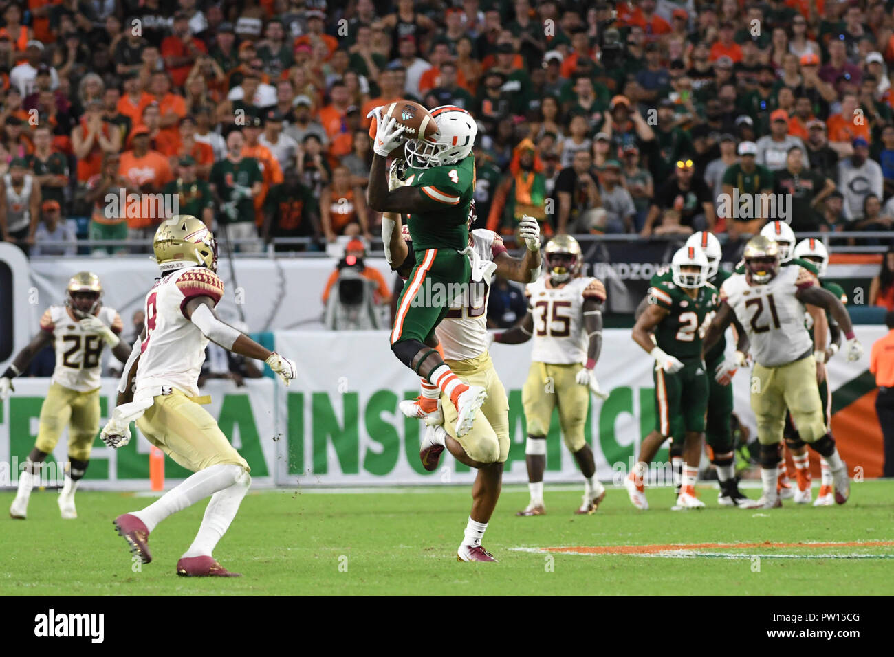 Miami Gardens, Florida, USA. 6th Oct, 2018. Jeff Thomas #4 of Miami ...