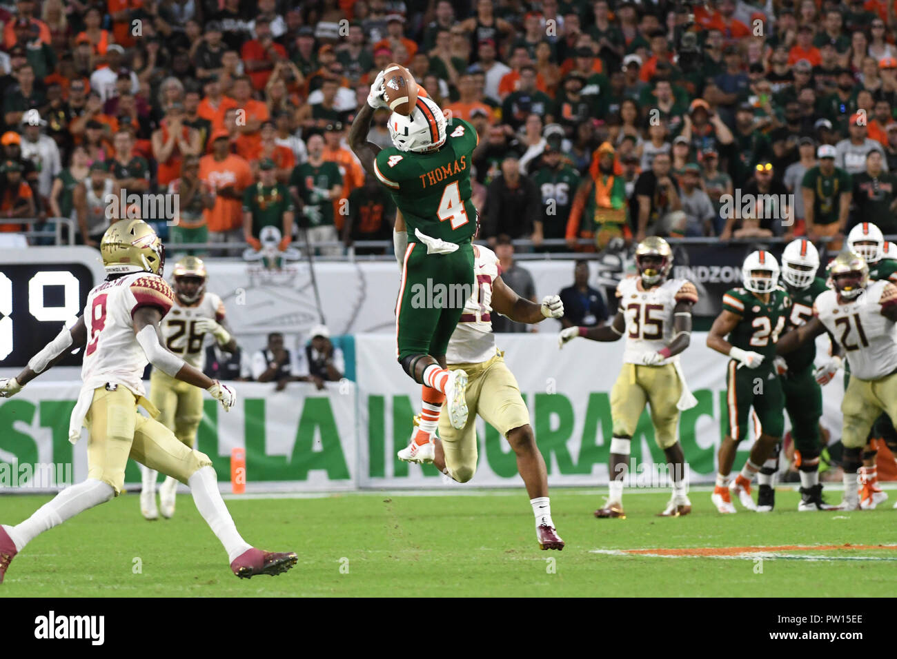 Miami Gardens, Florida, USA. 6th Oct, 2018. Jeff Thomas #4 of Miami ...