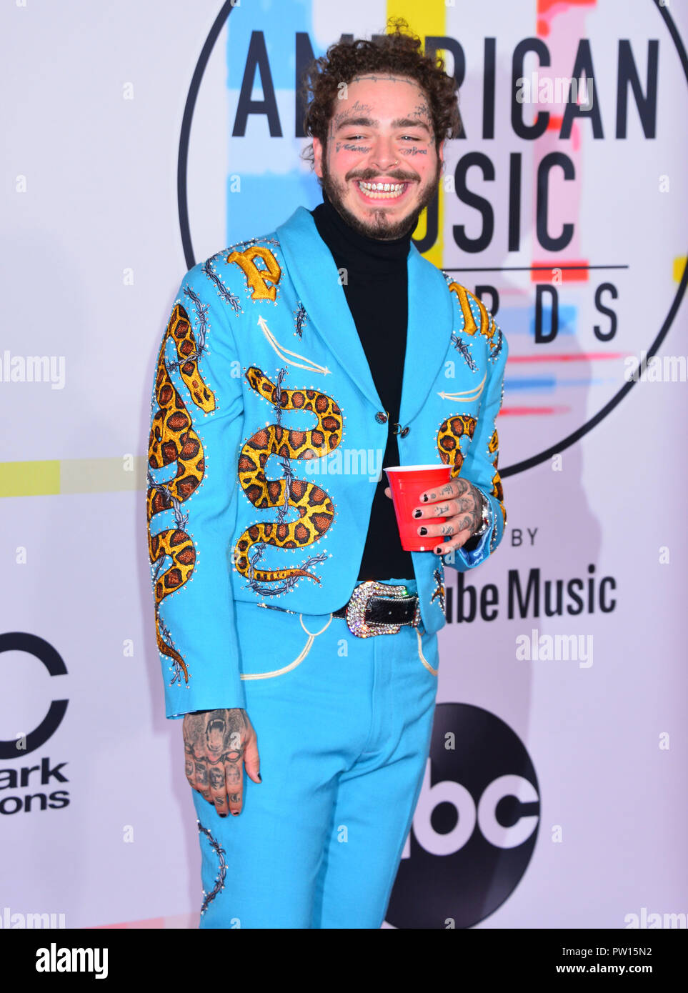 Post Malone, Austin Richard Post attends the 2018 American Music Awards ...