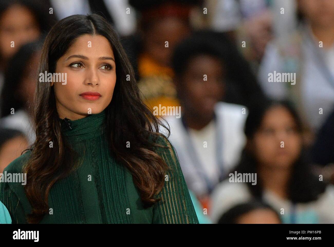 New York, NY, USA. 11th Oct, 2018. Freida Pinto at a public appearance ...