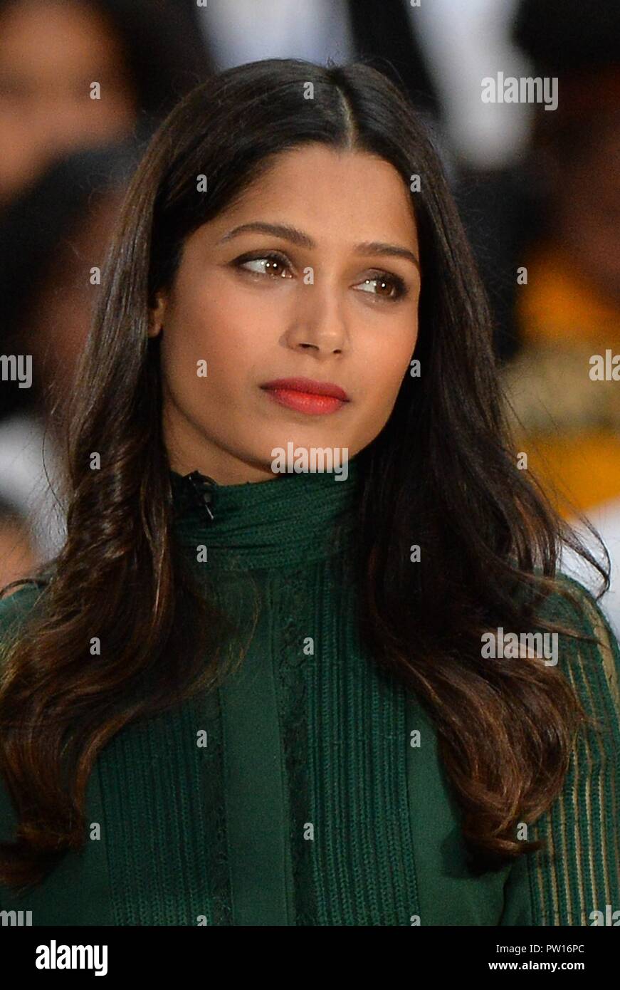 New York, NY, USA. 11th Oct, 2018. Freida Pinto at a public appearance ...