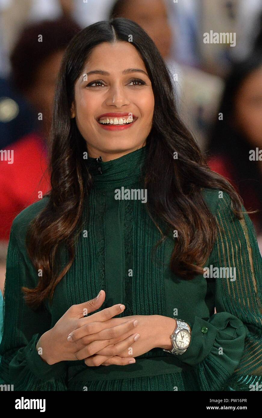 New York, NY, USA. 11th Oct, 2018. Freida Pinto at a public appearance ...