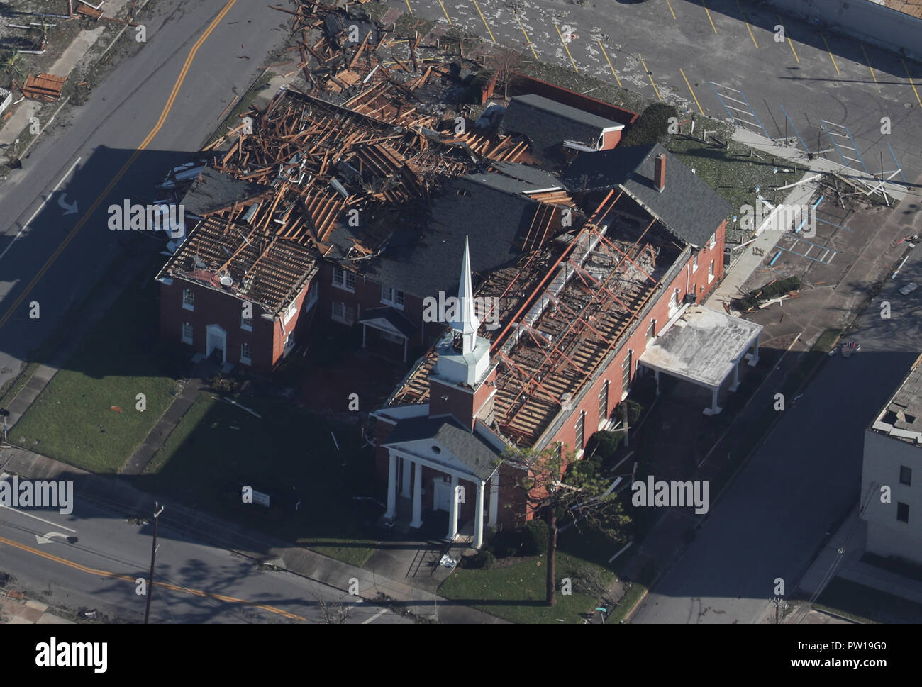 Panama City, FL, USA. 11th Oct, 2018. Aerial footage captures the ...