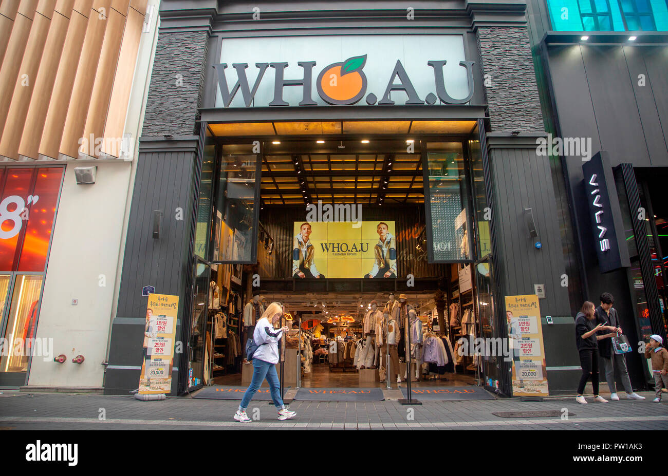 WHO.A.U branch, Oct 4, 2018 : WHO.A.U branch at Myeongdong in central ...