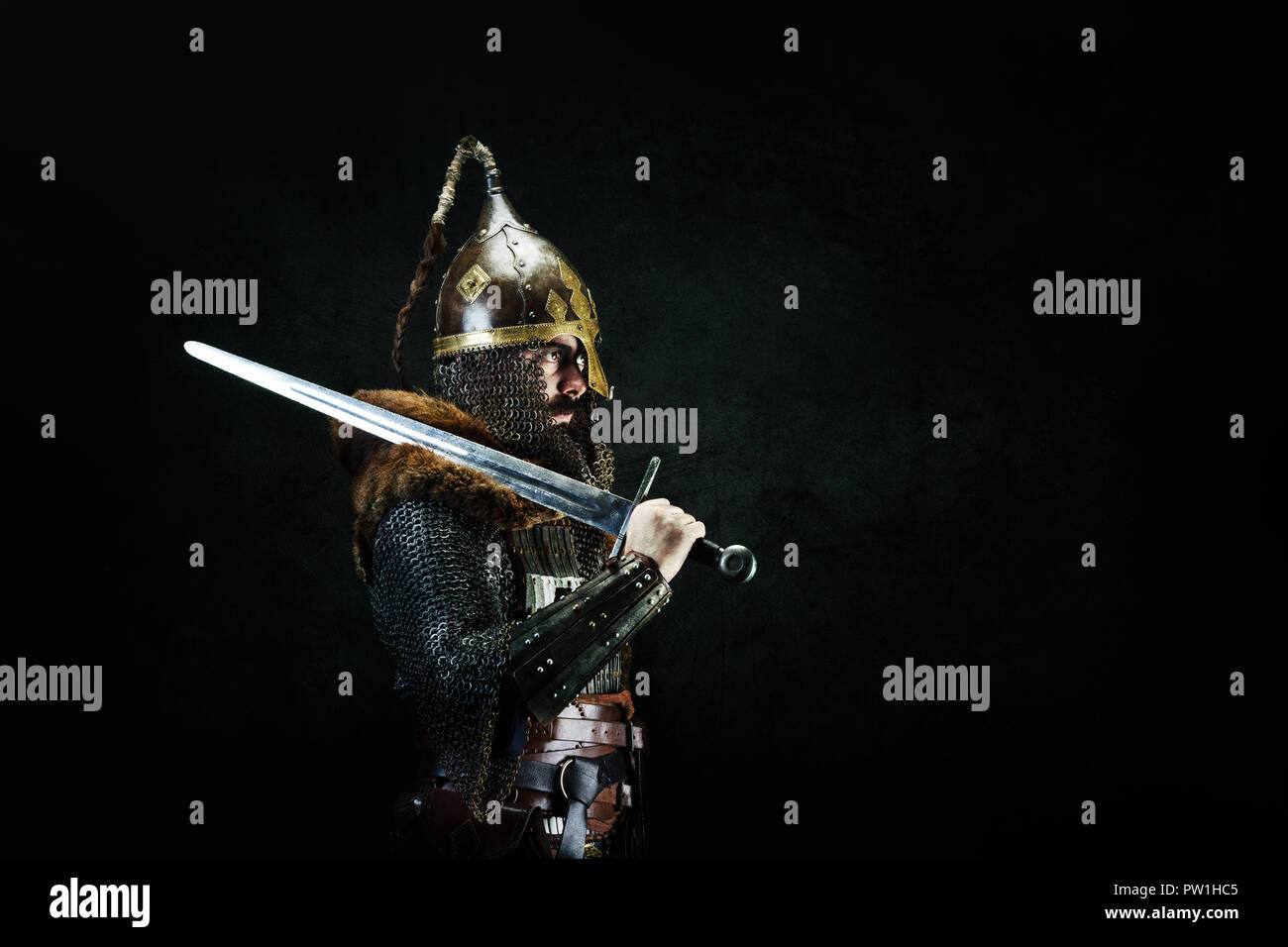 Viking: Portrait of a medieval warrior Stock Photo - Alamy