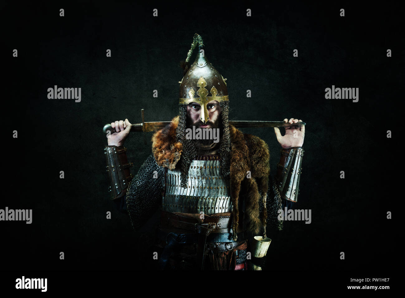 Viking: Portrait of a medieval warrior Stock Photo - Alamy