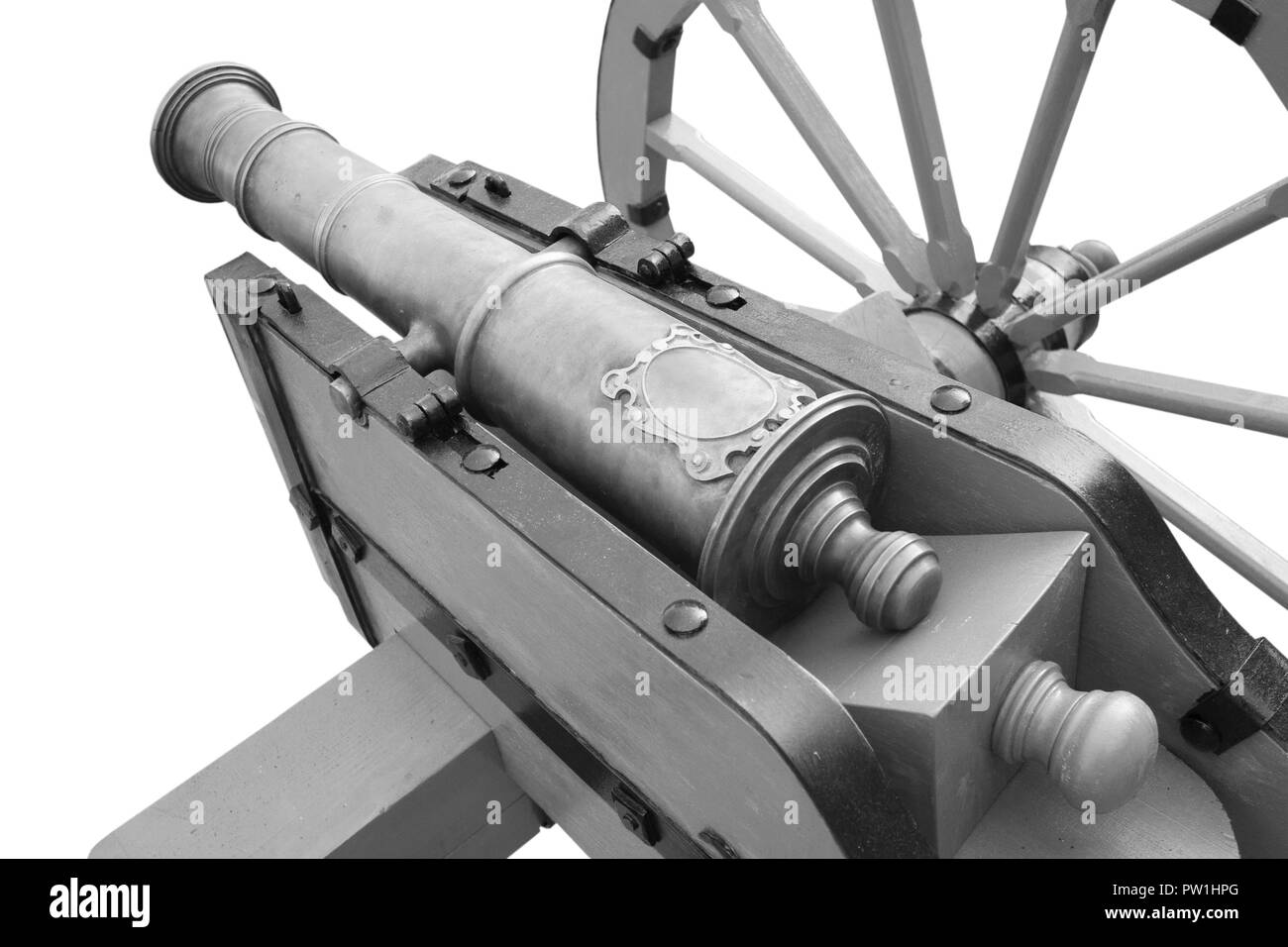 old cannon. vintage gunpowder weapon isolated on white background Stock ...