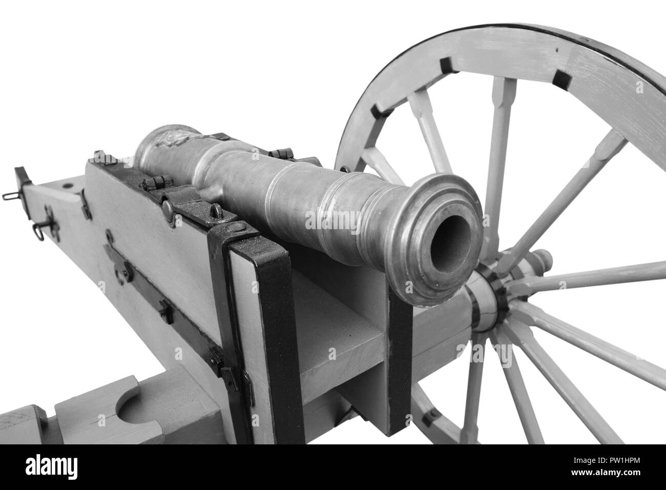 old cannon. vintage gunpowder weapon isolated on white background Stock ...