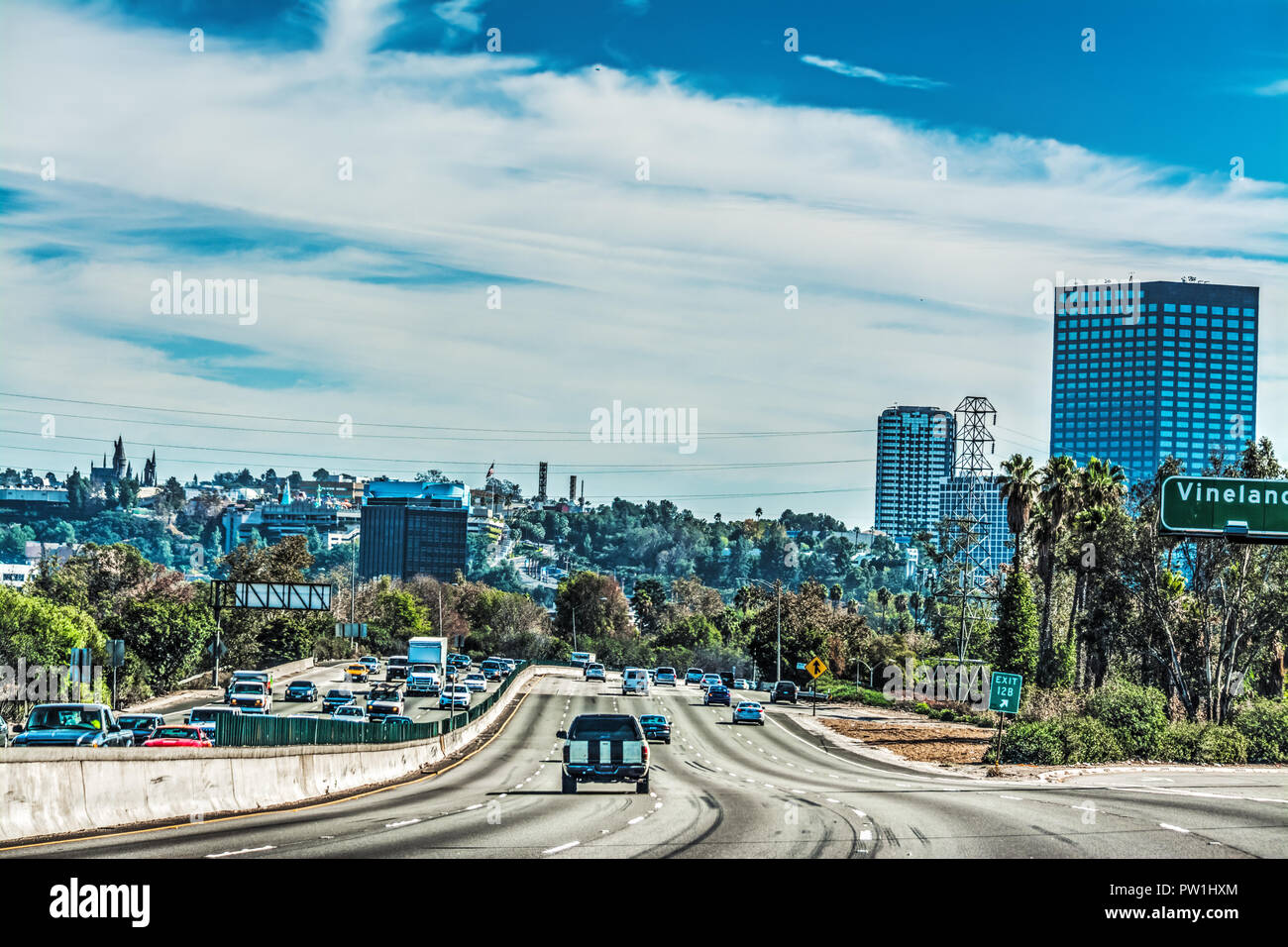 Traffic on 101 freeway in Los Angeles Stock Photo - Alamy