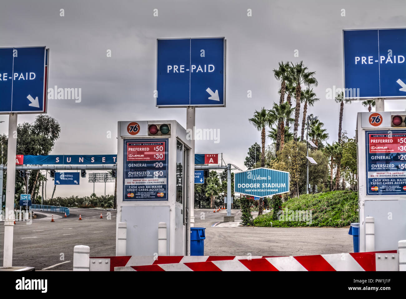 Los Angeles, CA, USA - October 28, 2016: Dodgers stadium gate under a ...