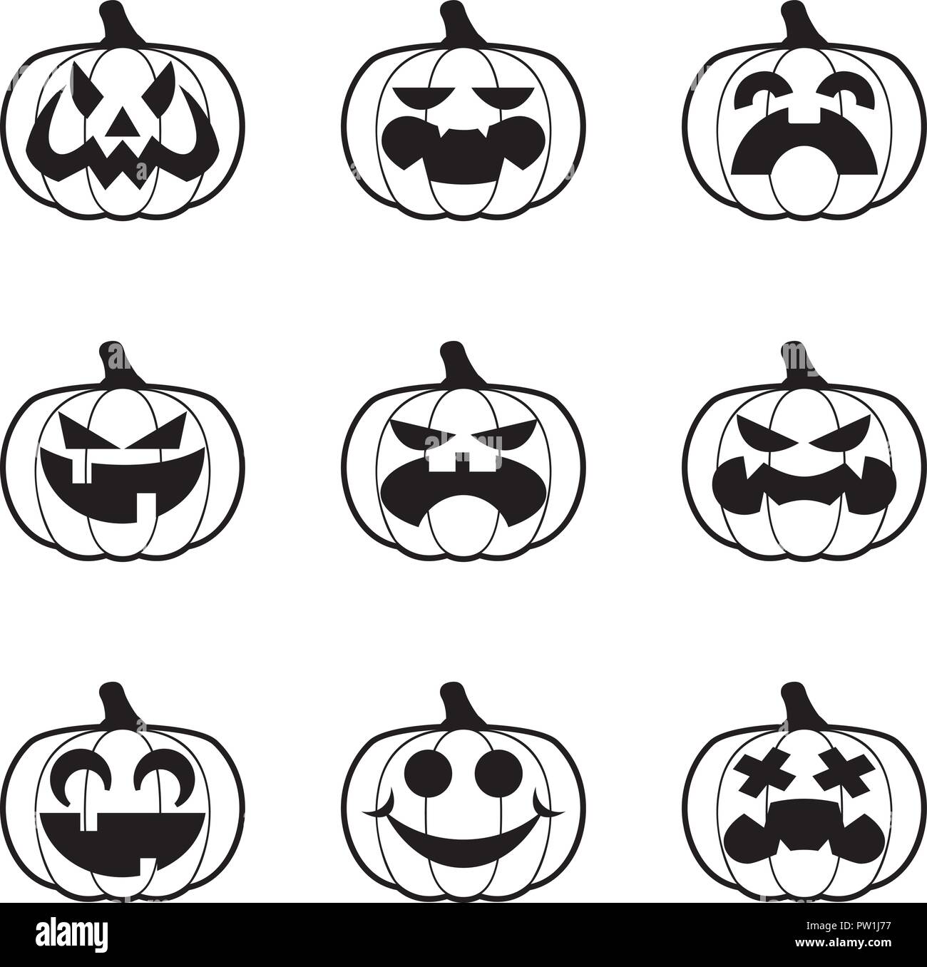 Halloween Pumpkins - Faces Stock Vector Image & Art - Alamy