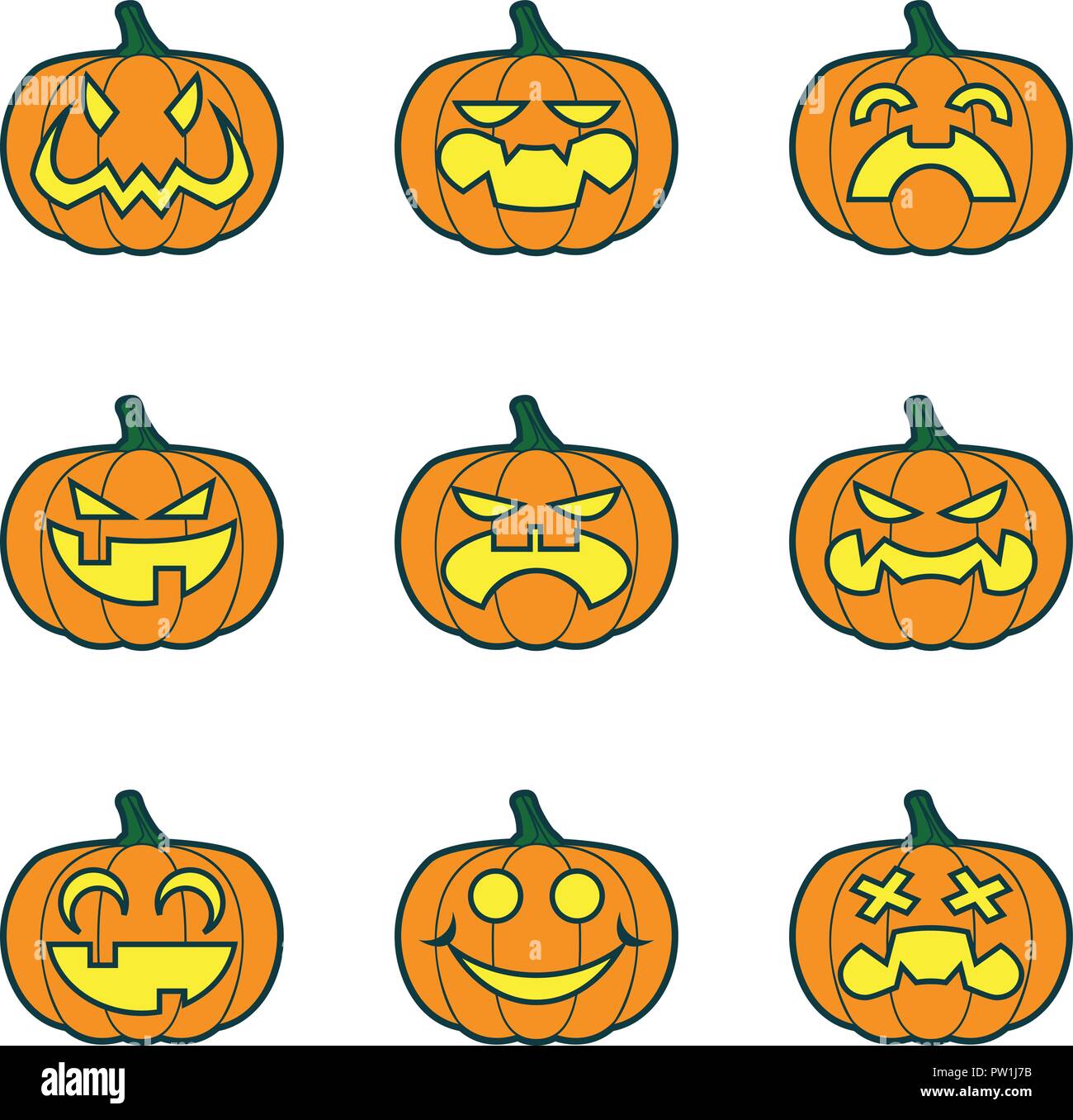 Halloween Pumpkins Color Stock Vector Image & Art - Alamy