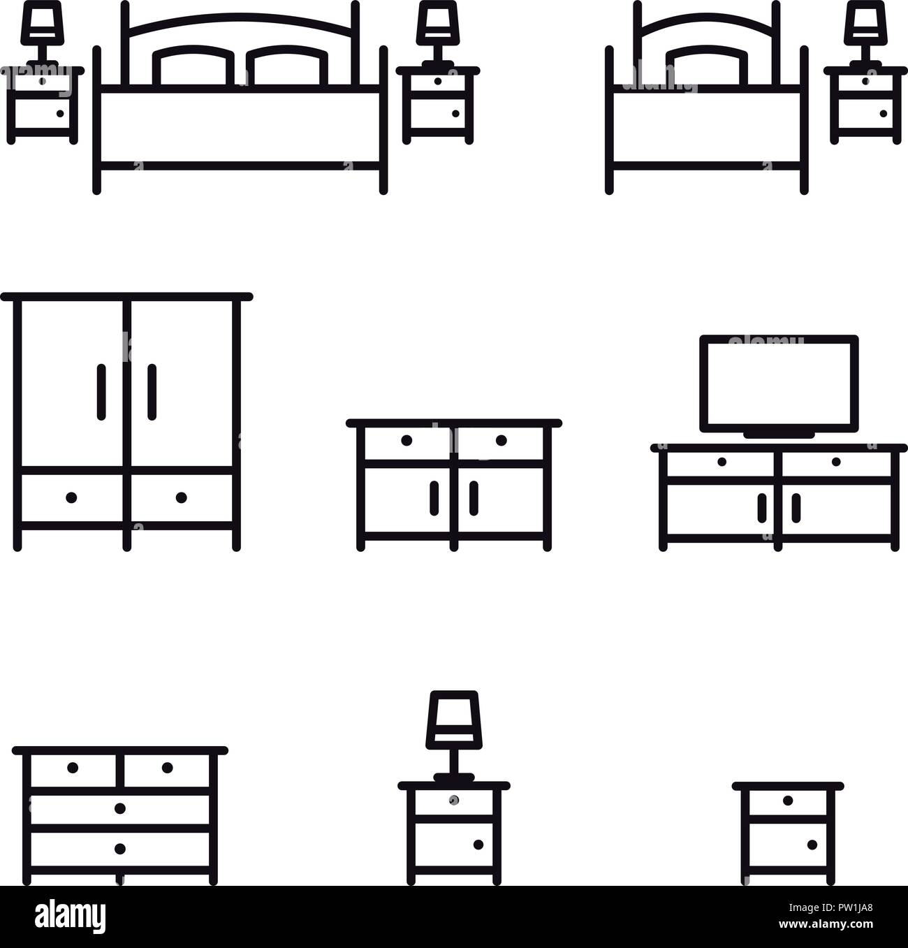 Bedroom and Furniture Line Stock Vector Image & Art - Alamy