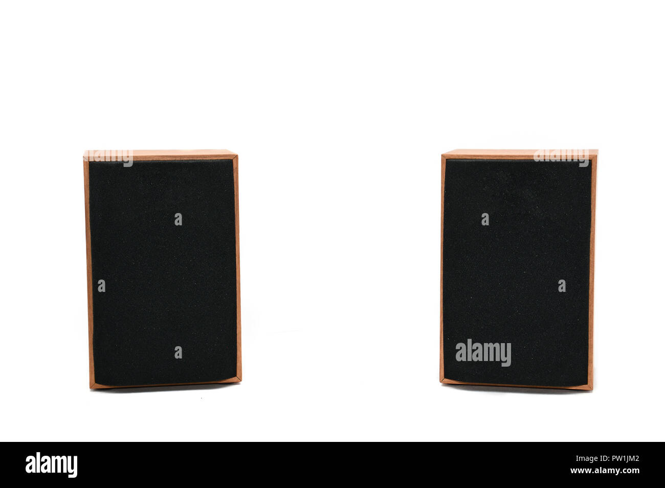 Speakers system for listening to sound on a white background.Acoustic ...