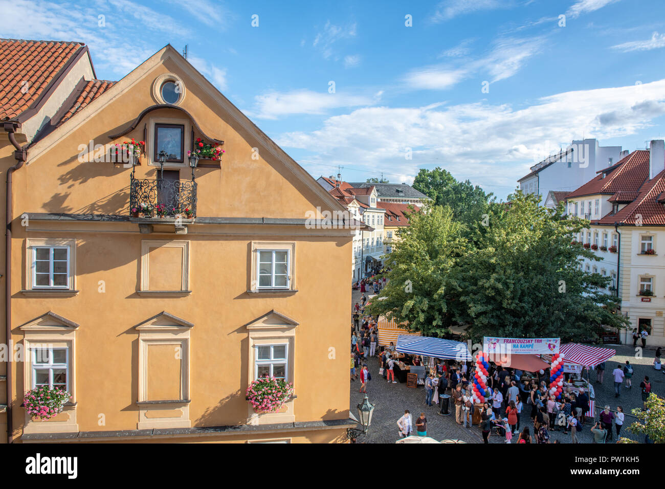 Colorful houses and scenic street in Prague - Czech Republic Stock ...