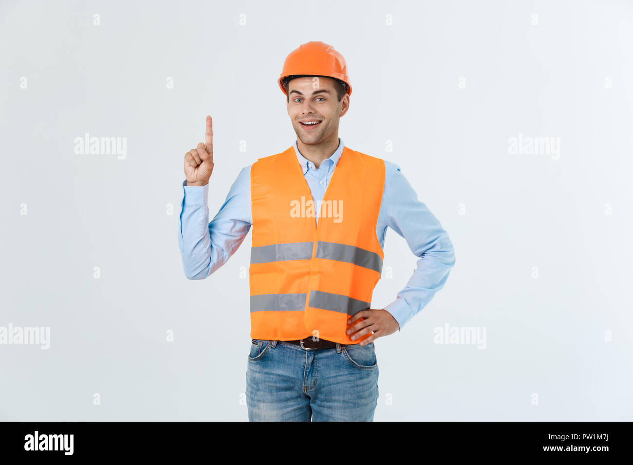 Construction engineer thinking, problem solving and solutions concept ...