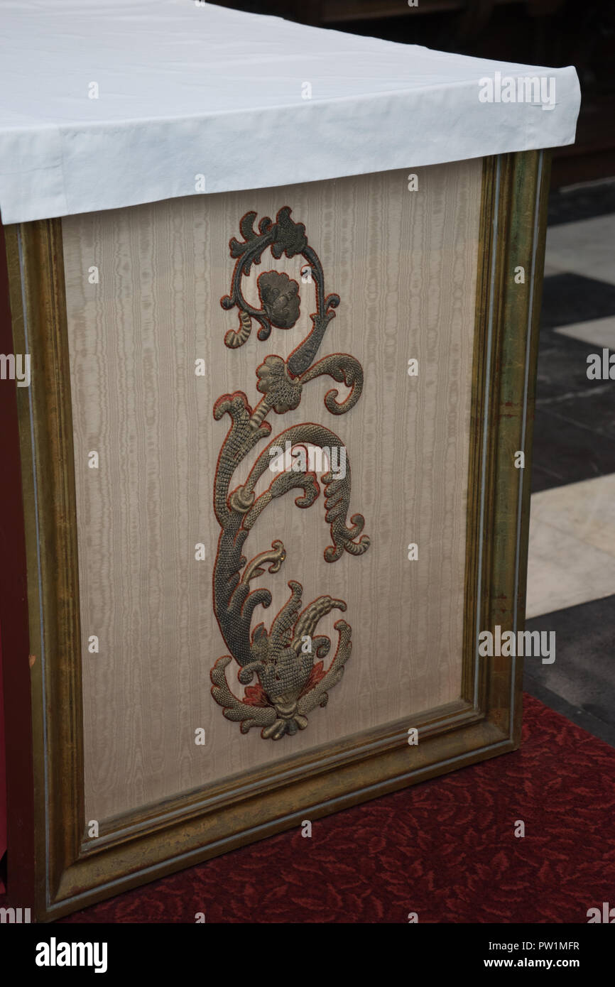 Intricate design pattern on a desk with cloth on top Stock Photo - Alamy