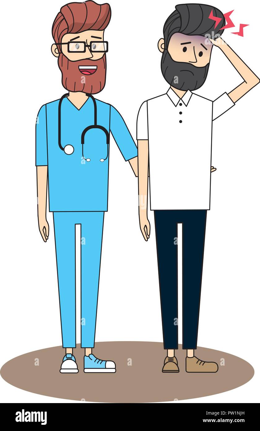 Man doctor stress headache Stock Vector Images - Alamy