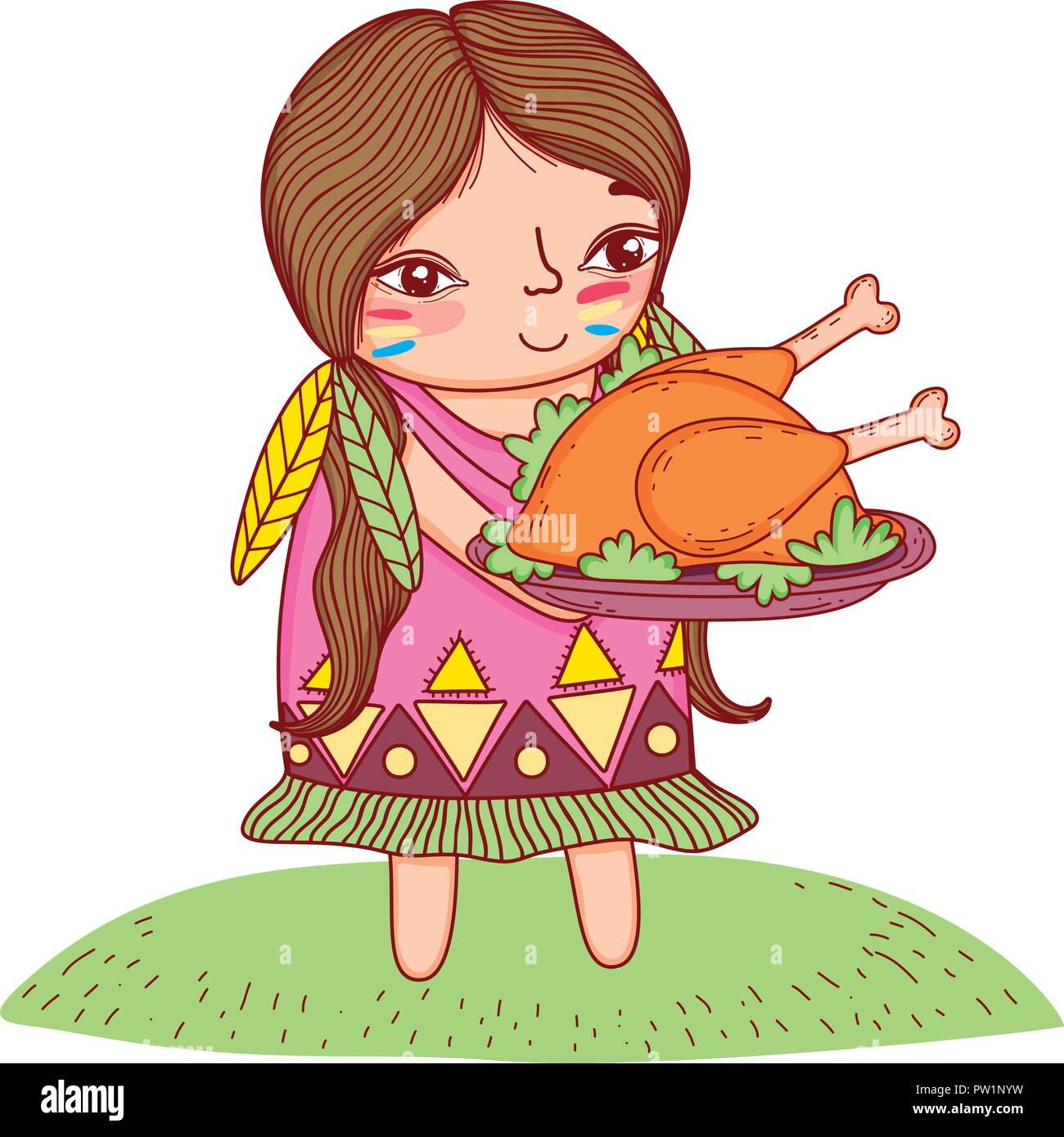 Girl holding feather Stock Vector Images - Alamy