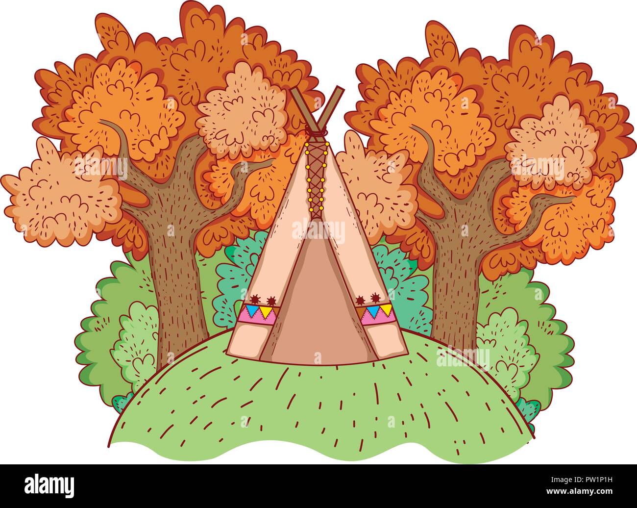 Indian tent at forest cartoons Stock Vector Image & Art - Alamy