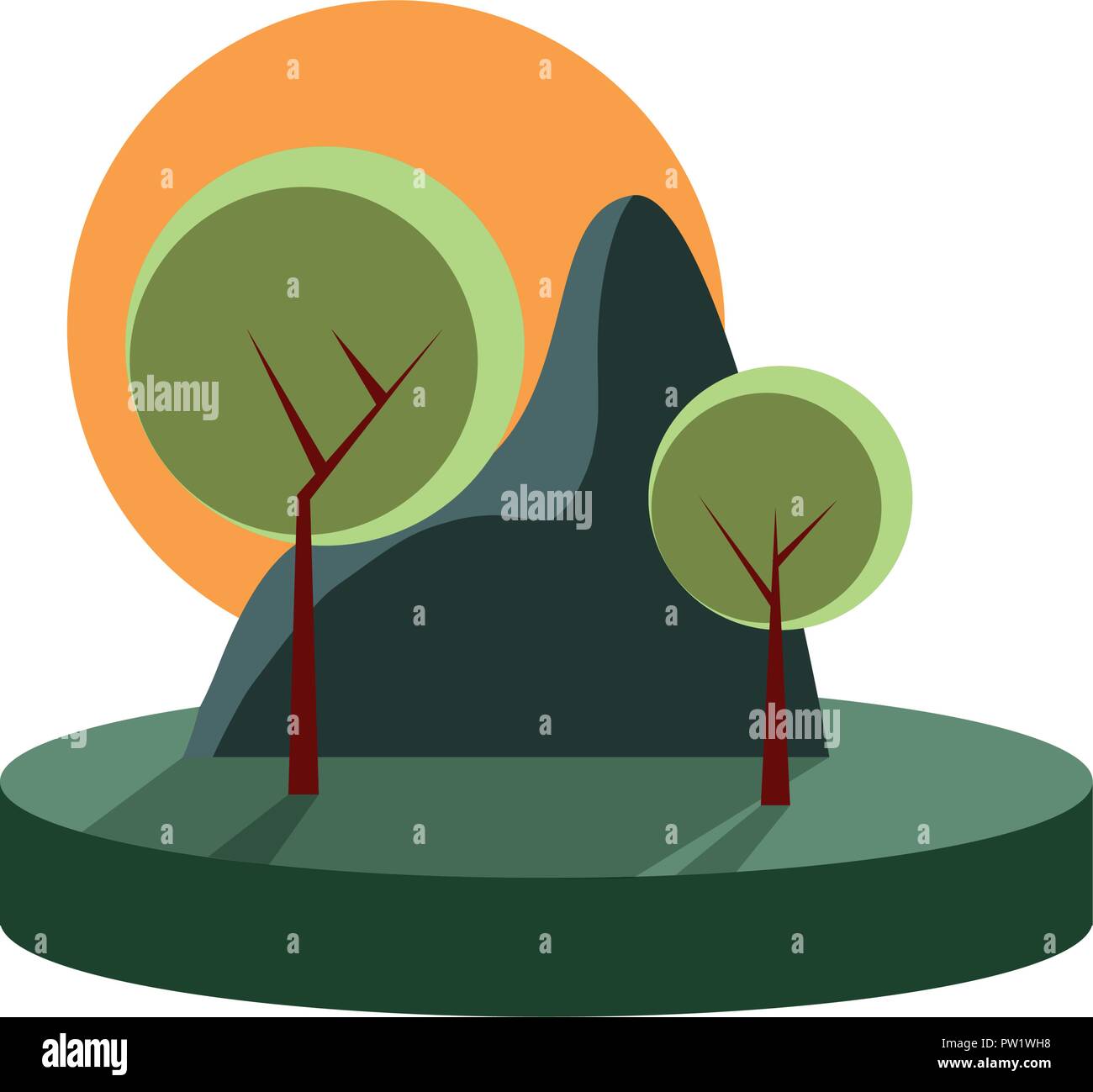 green mountain trees landscape nature vector illustration Stock Vector ...