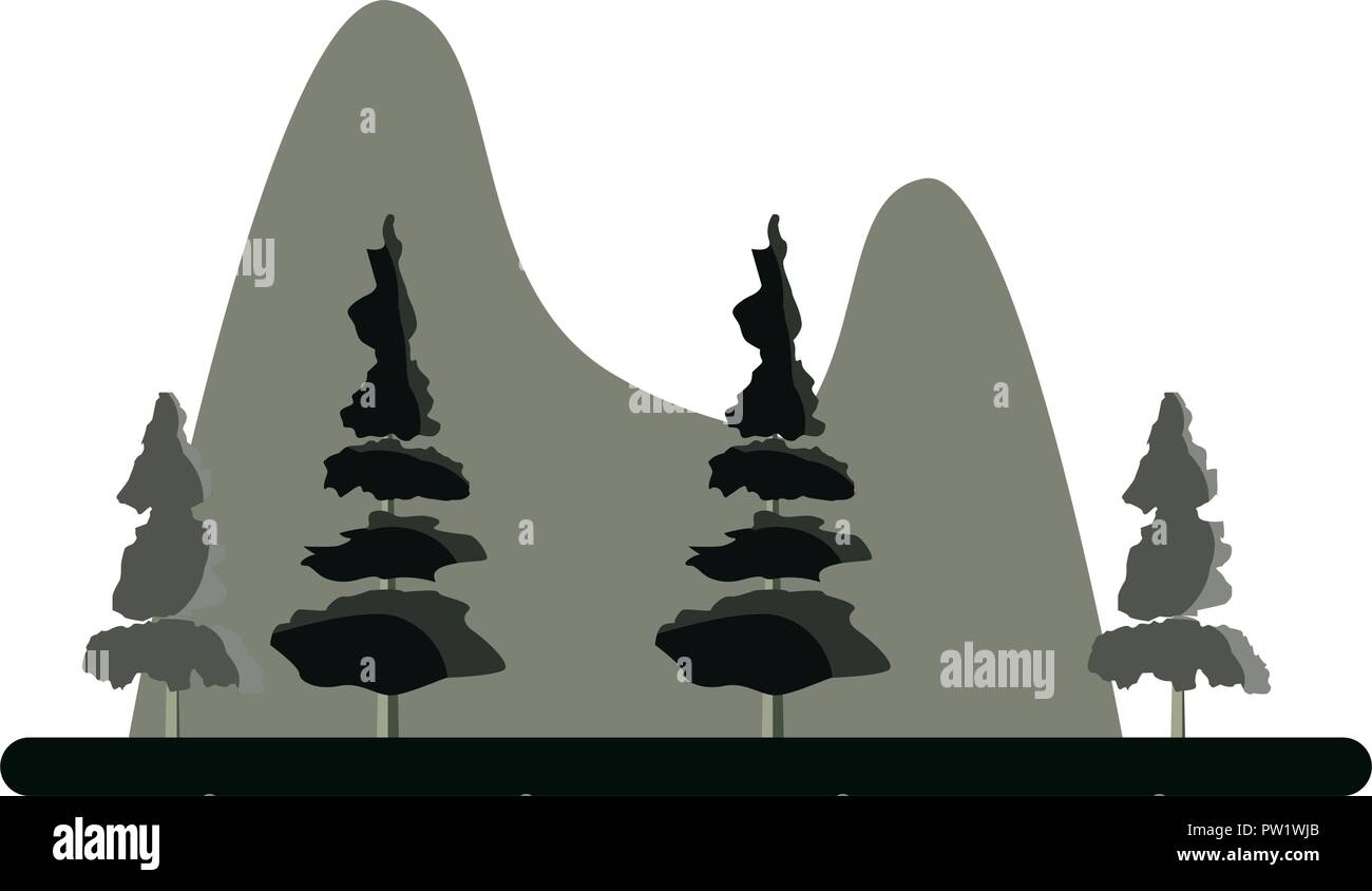 mountain trees shadow landscape nature vector illustration Stock Vector ...