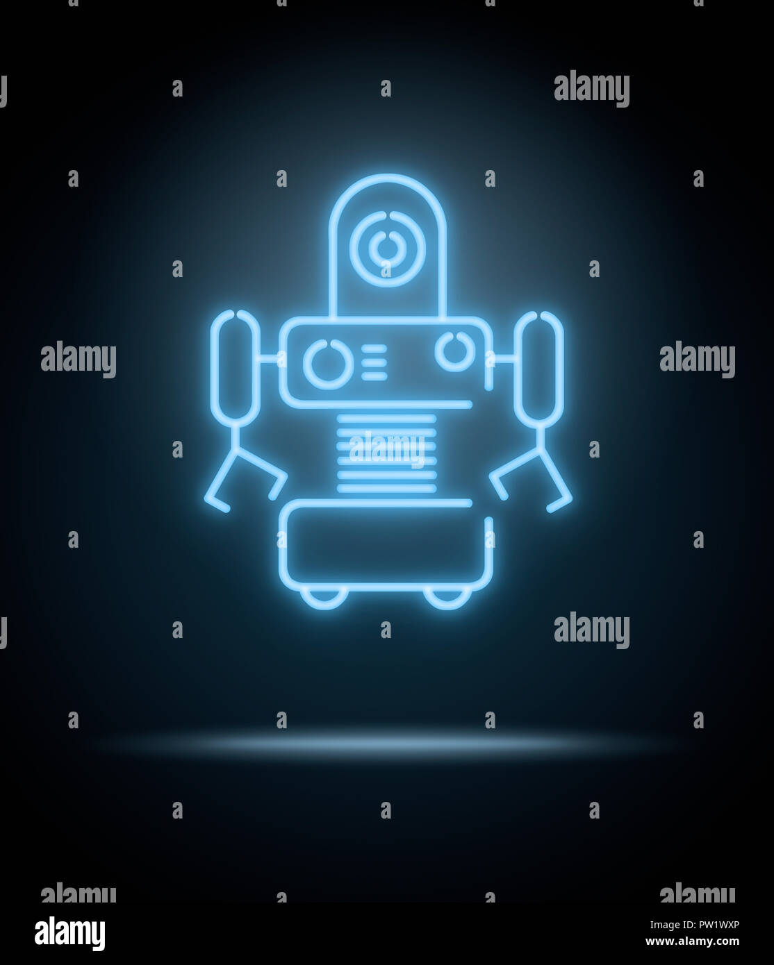 Concept A Neon Sign of a Robot Stock Photo - Alamy