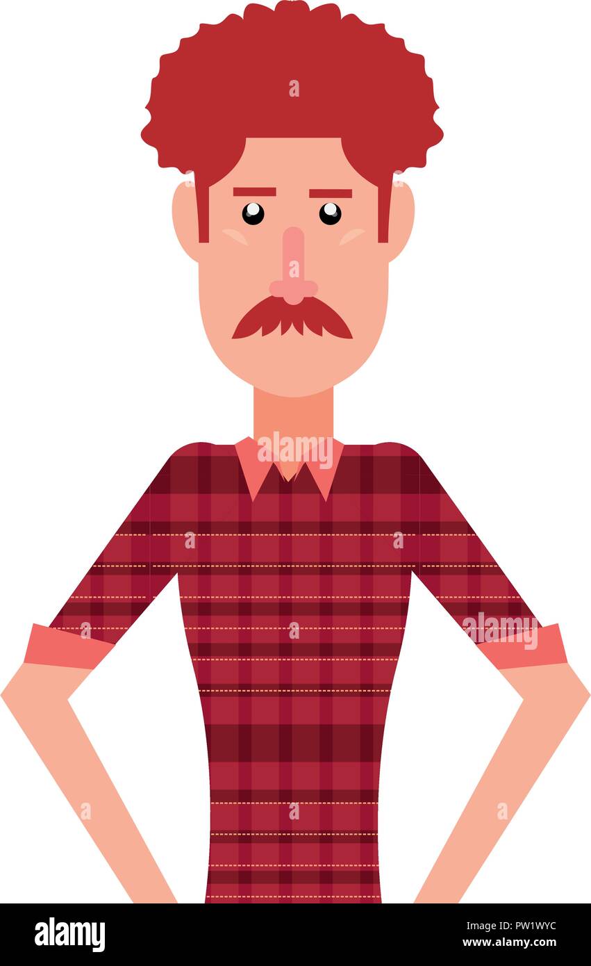 man portrait character on white background vector illustration Stock ...