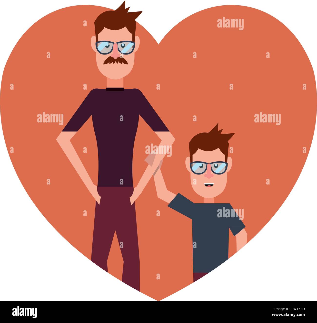 dad and son in love heart fathers day vector illustration Stock Vector ...