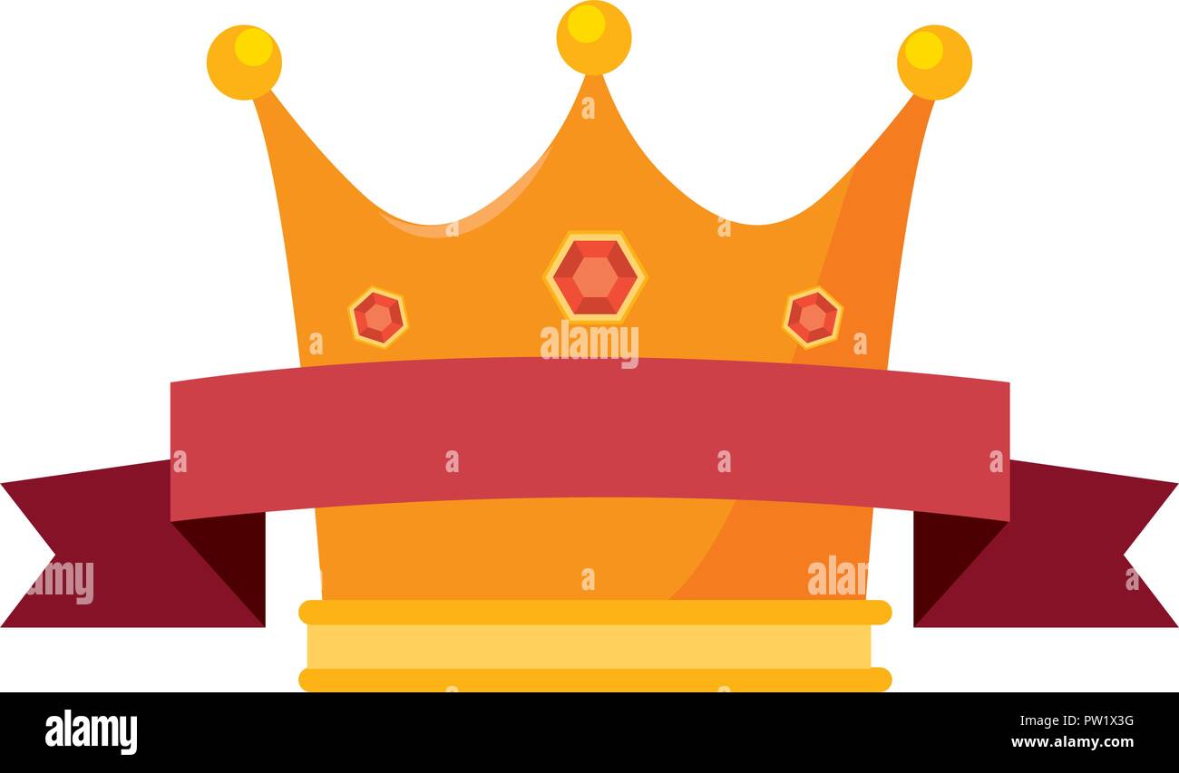 gold crown with ribbon on white background vector illustration Stock ...