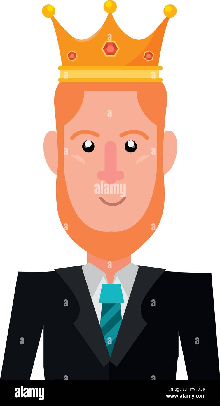 man portrait with crown character vector illustration Stock Vector ...