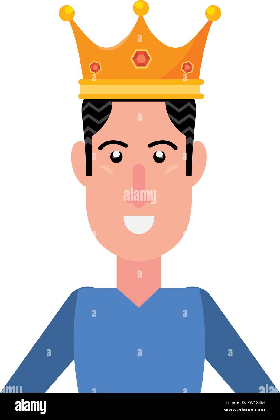 man portrait with crown character vector illustration Stock Vector ...
