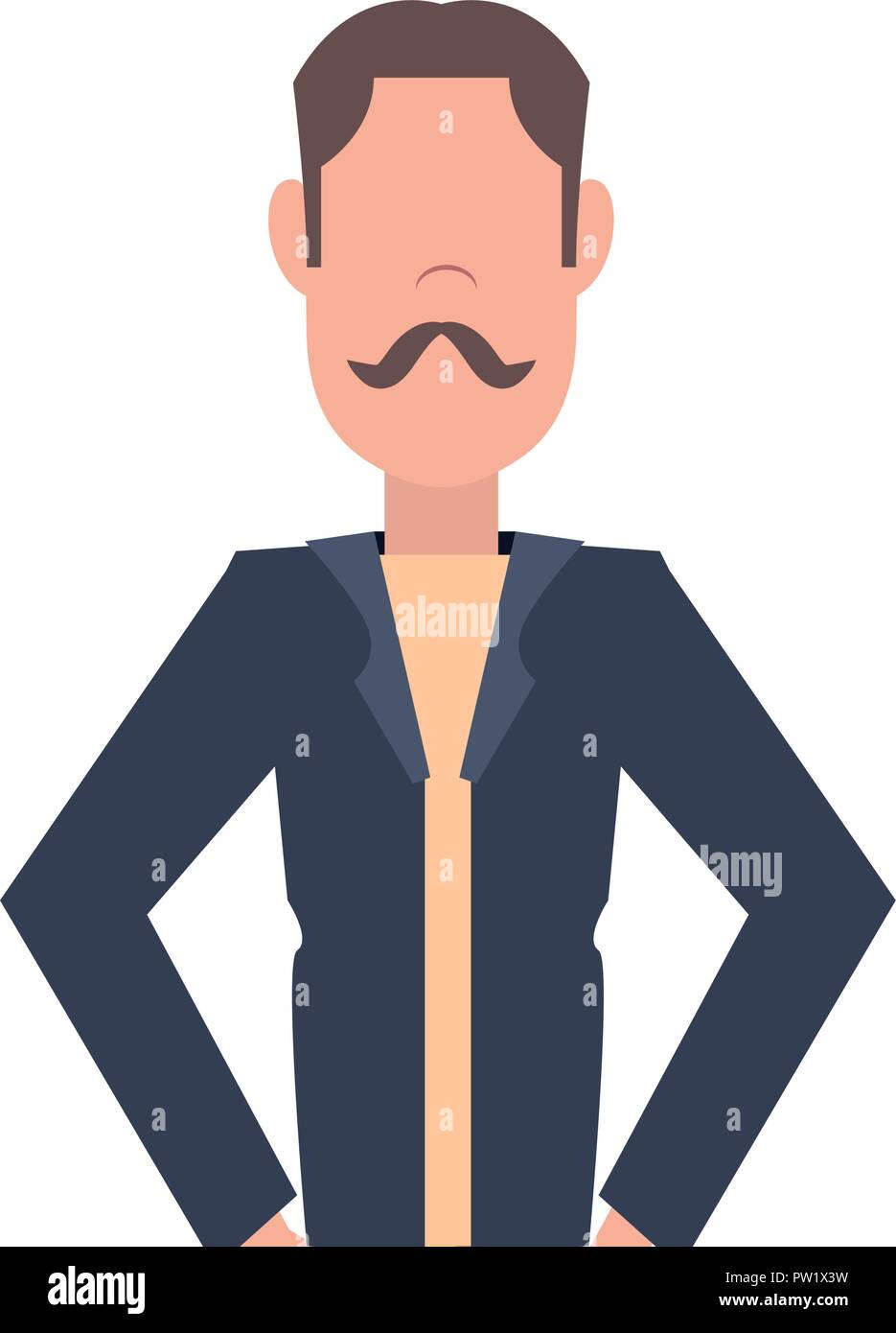 man portrait character on white background vector illustration Stock ...