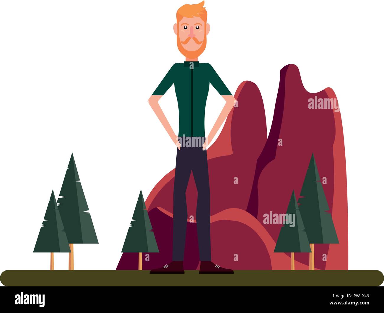 man standing in the landscape vector illustration Stock Vector Image ...