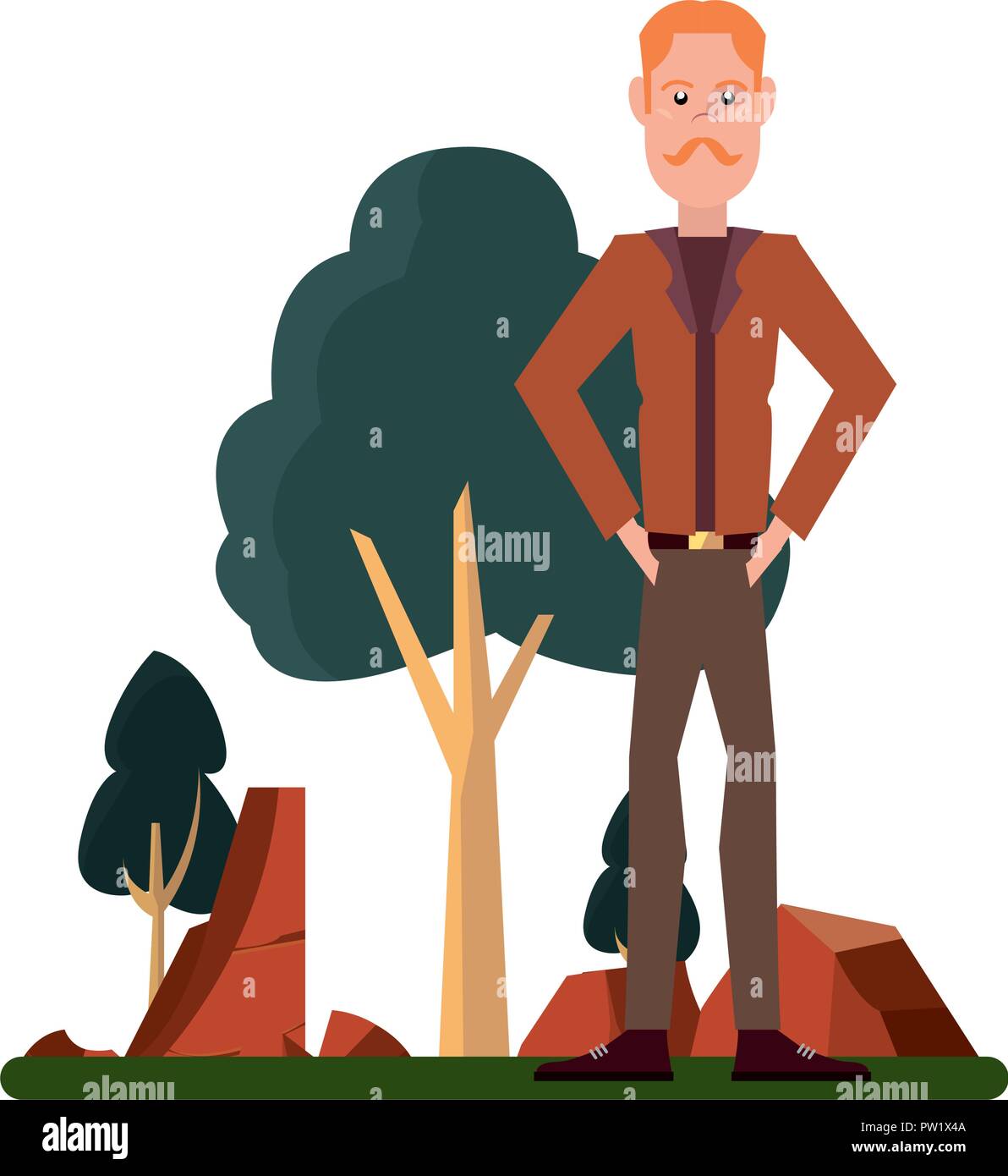man standing in the landscape vector illustration Stock Vector Image ...