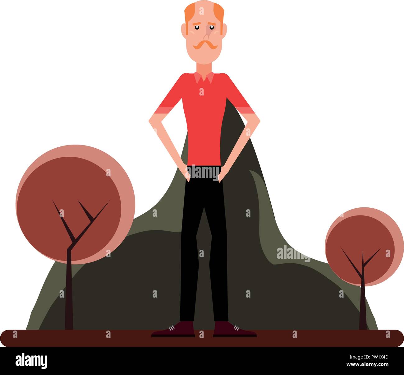 man standing in the landscape vector illustration Stock Vector Image ...