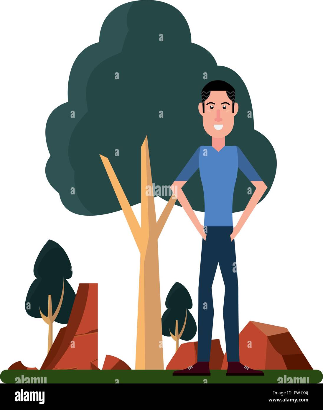 man standing in the landscape vector illustration Stock Vector Image ...