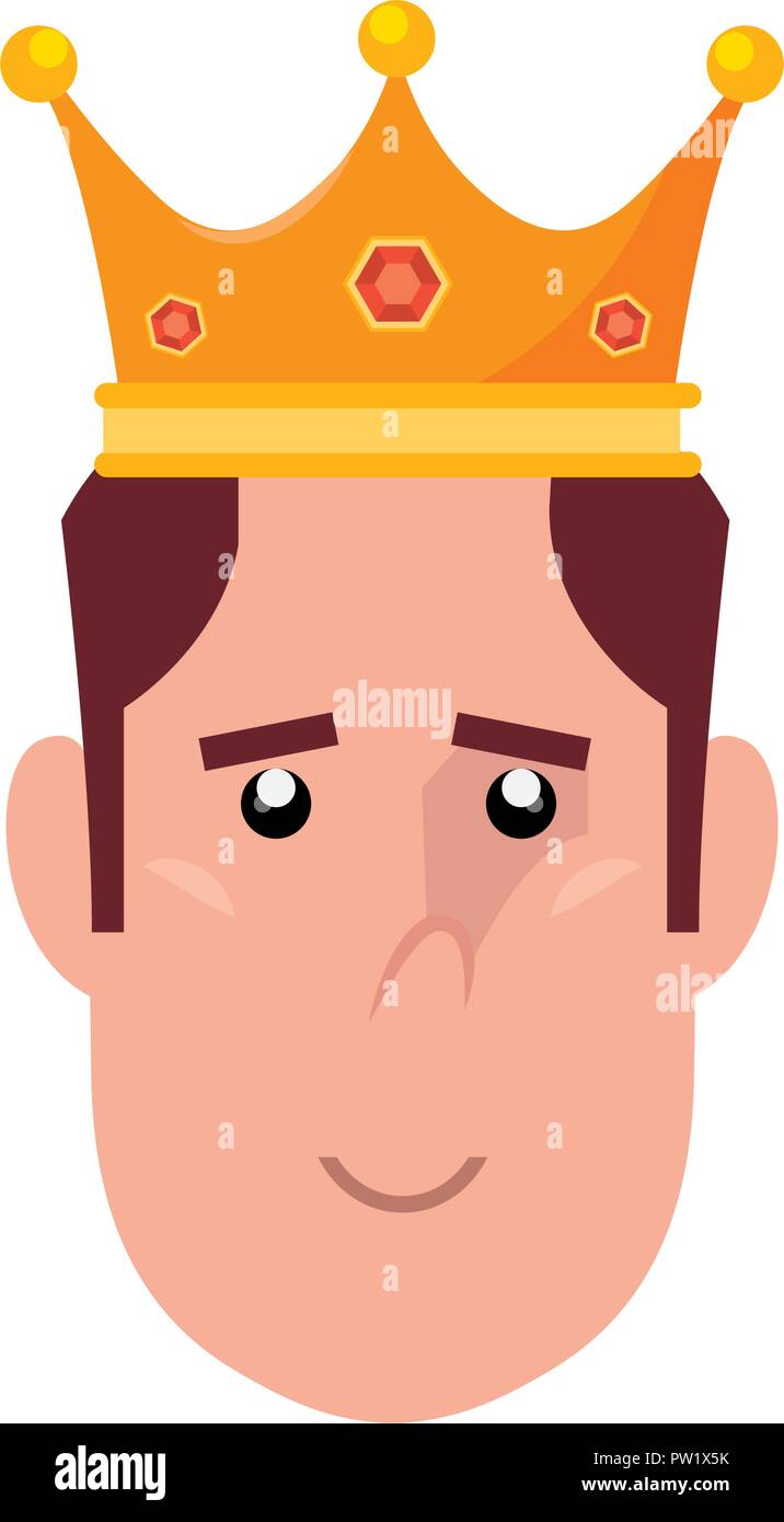 face man with crown character vector illustration Stock Vector Image ...