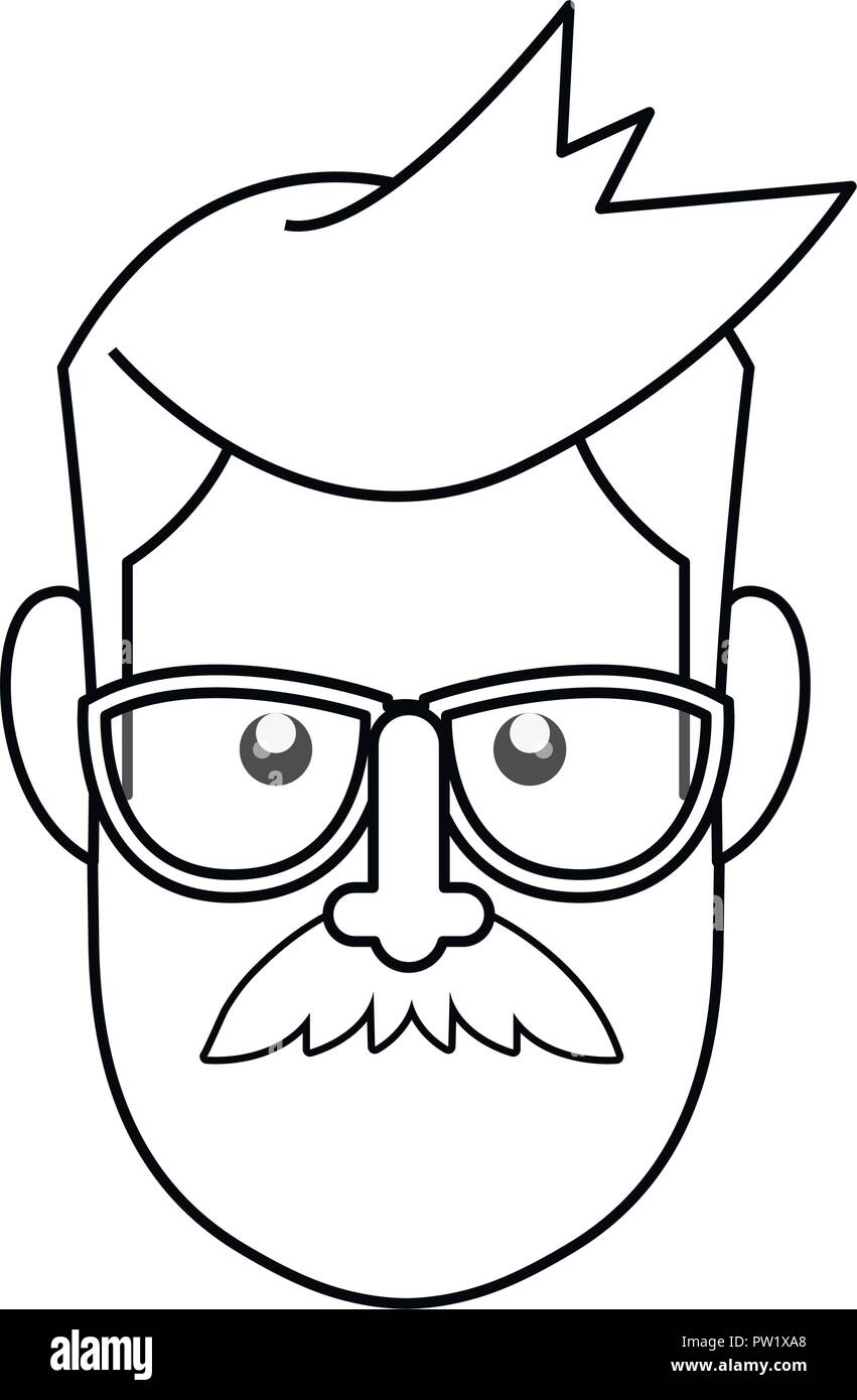 man face outline on white background vector illustration Stock Vector ...