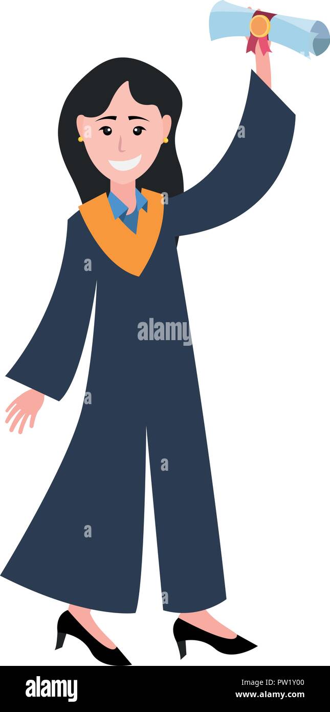 graduate woman college with diploma vector illustration Stock Vector ...