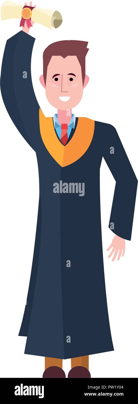 graduate man college with diploma vector illustration Stock Vector ...