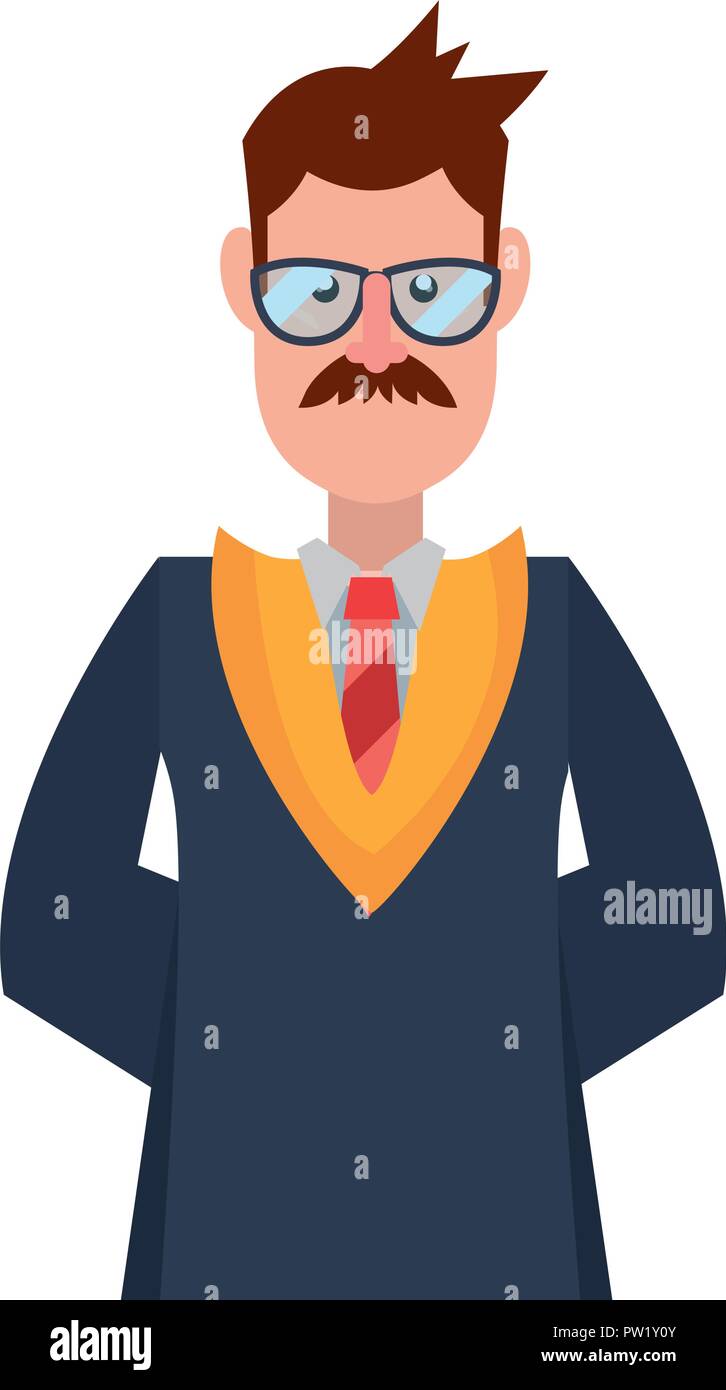 graduate man portrait on white background vector illustration Stock ...