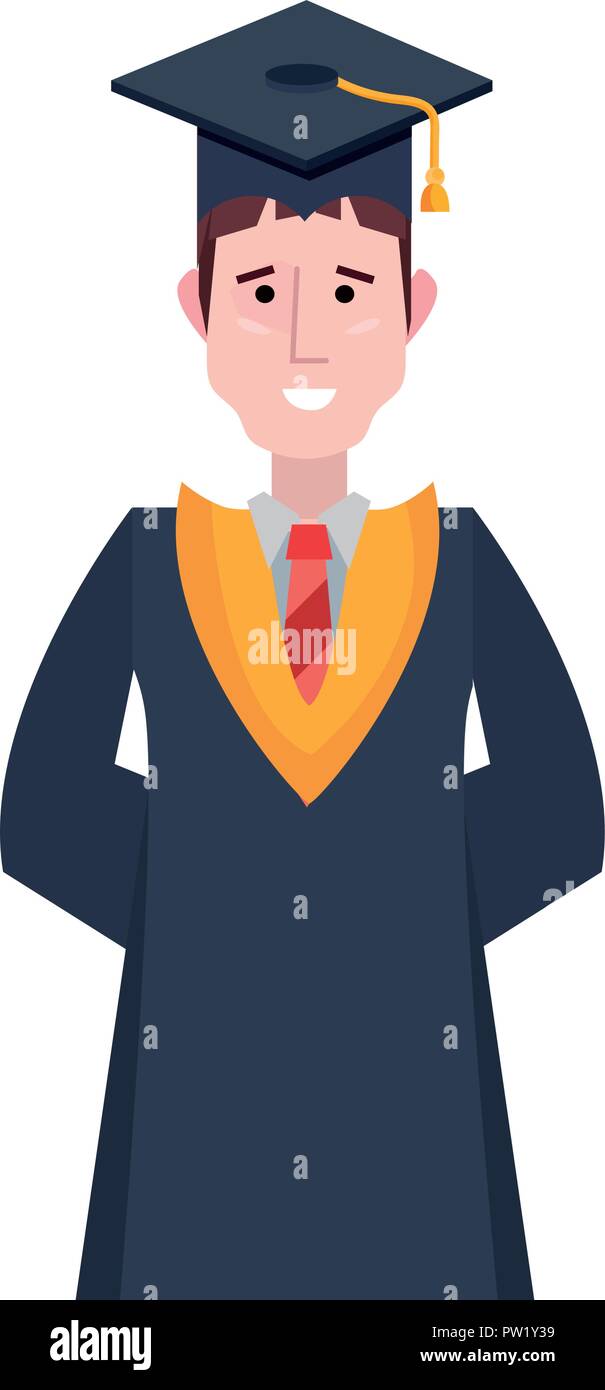 graduate man portrait with graduation hat vector illustration Stock ...