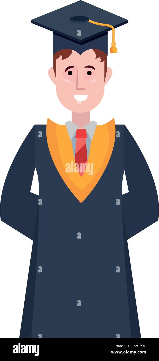 graduate man portrait with graduation hat vector illustration Stock ...