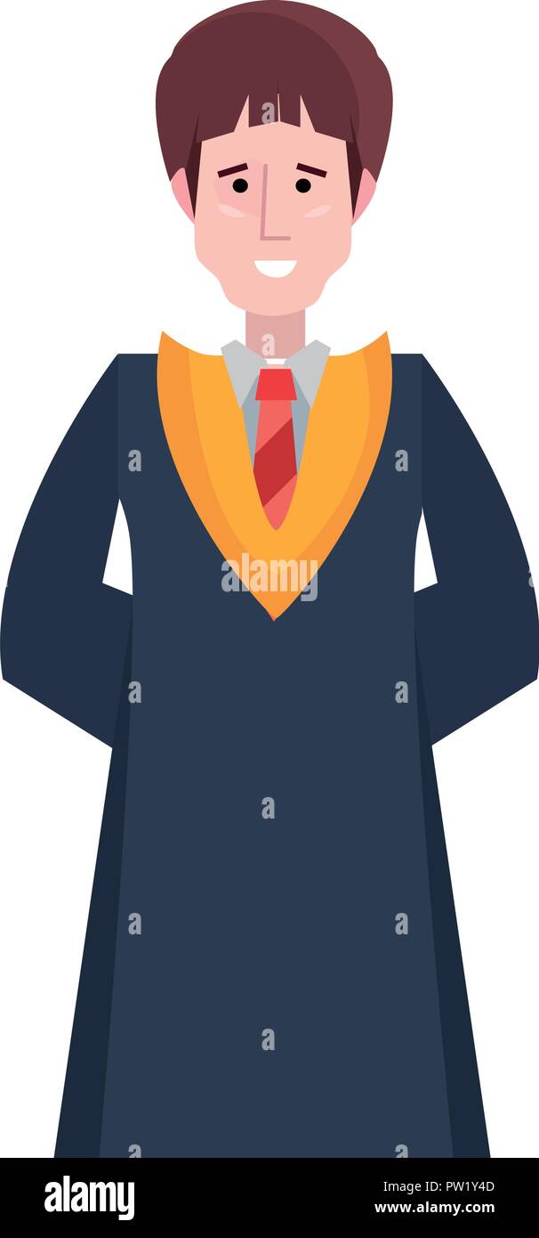 graduate man portrait on white background vector illustration Stock ...