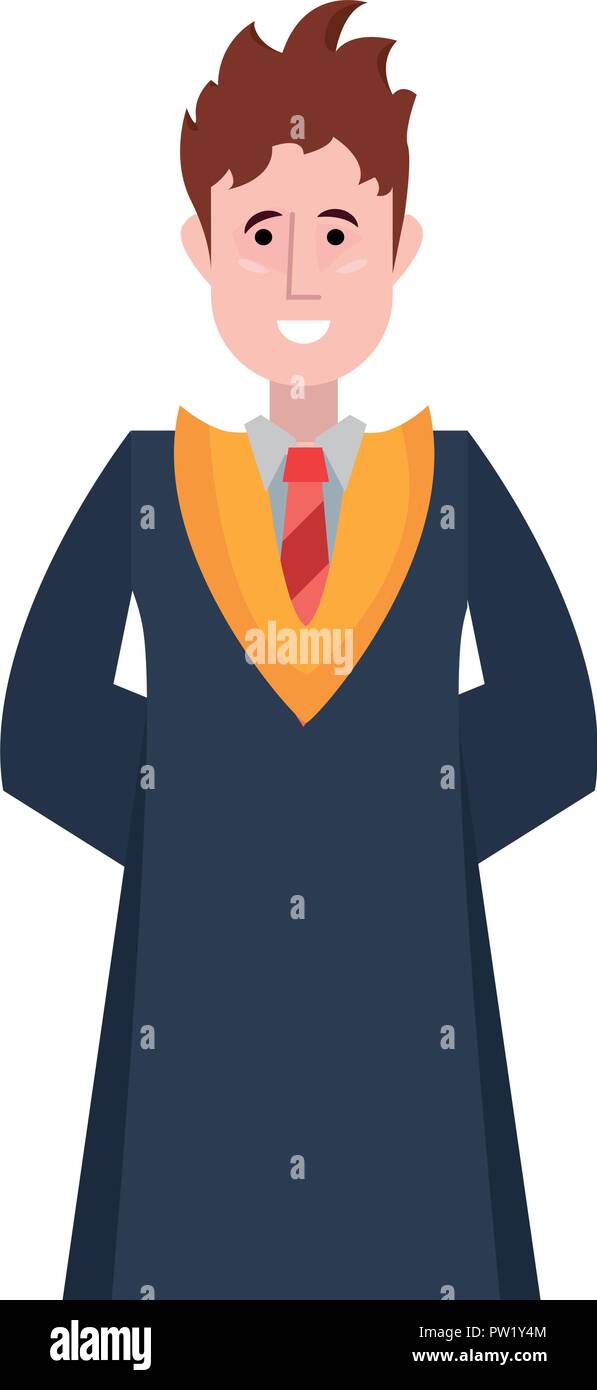 graduate man portrait on white background vector illustration Stock ...
