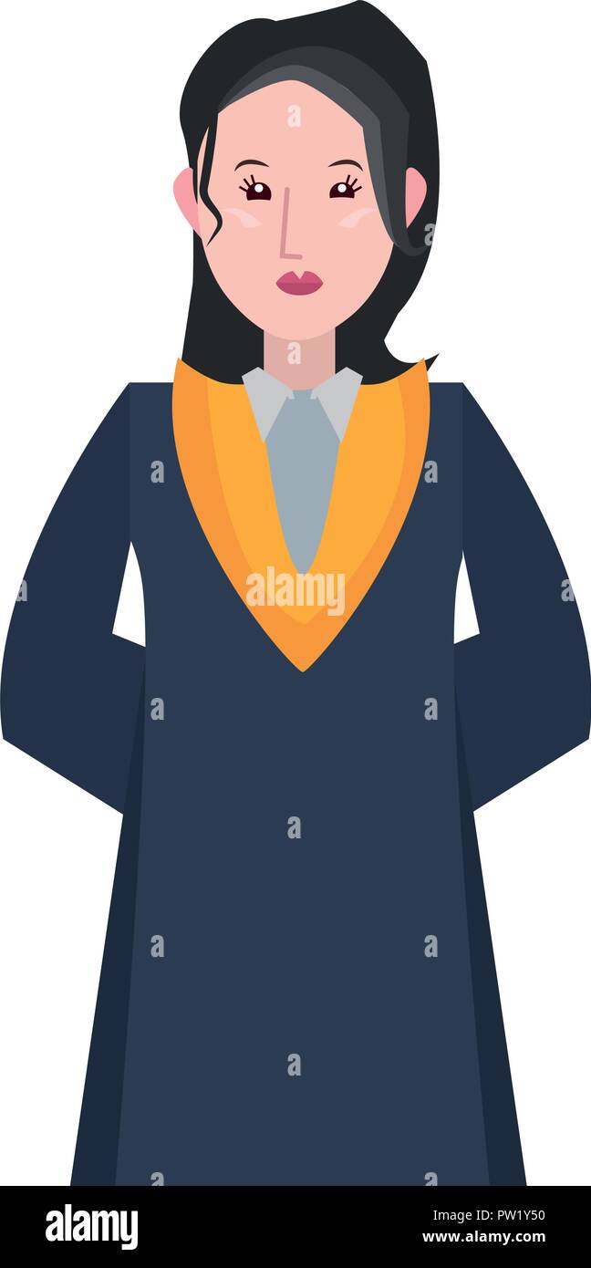 graduate woman portrait on white background vector illustration Stock ...