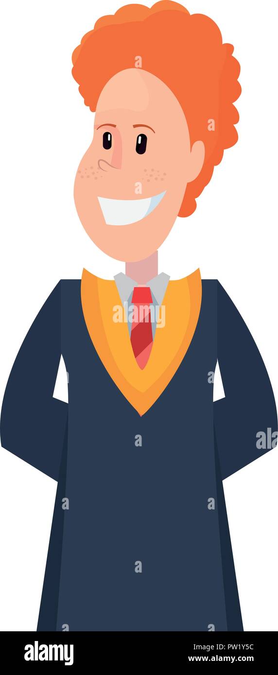 graduate man portrait on white background vector illustration Stock ...