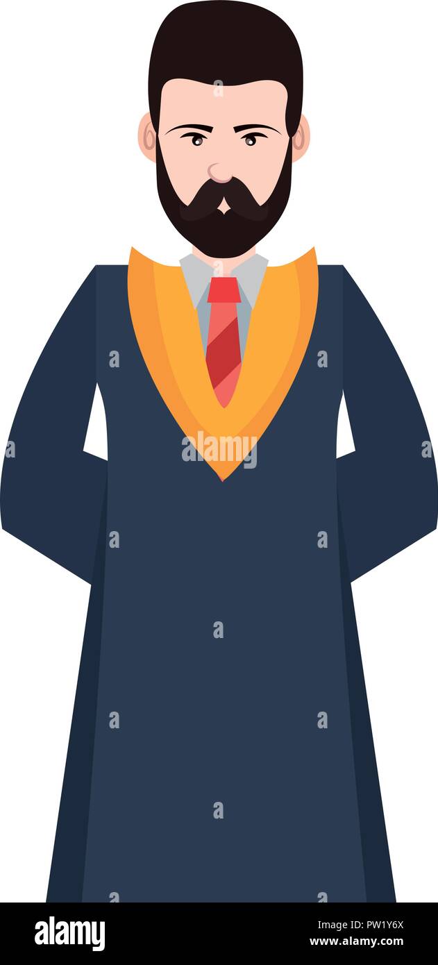 graduate man portrait on white background vector illustration Stock ...