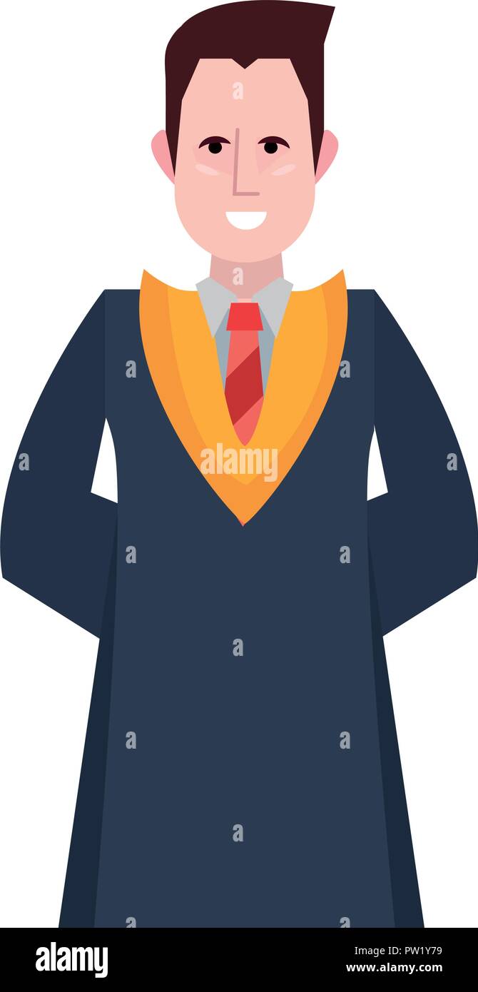 graduate man portrait on white background vector illustration Stock ...